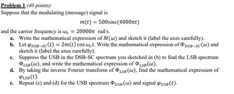 Solved Problem Points Suppose That The Modulating Chegg