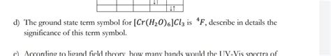 Solved D The Ground State Term Symbol For Cr H O Cl Chegg
