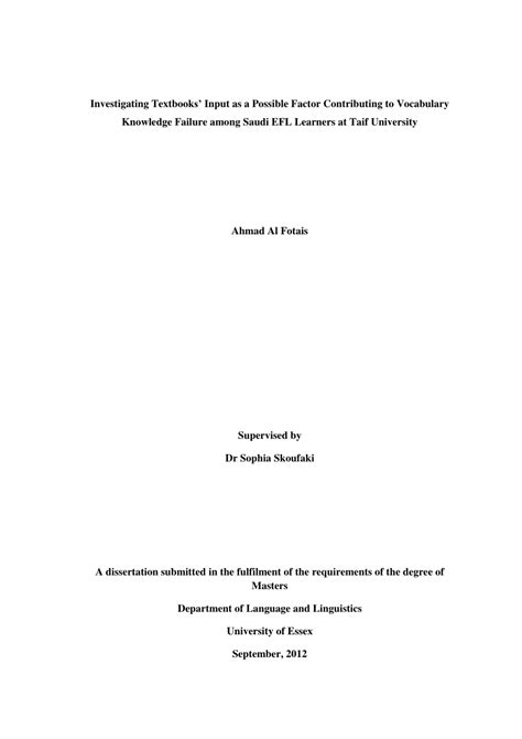 Pdf Investigating Textbooks Input As A Possible Factor Contributing To Vocabulary Knowledge