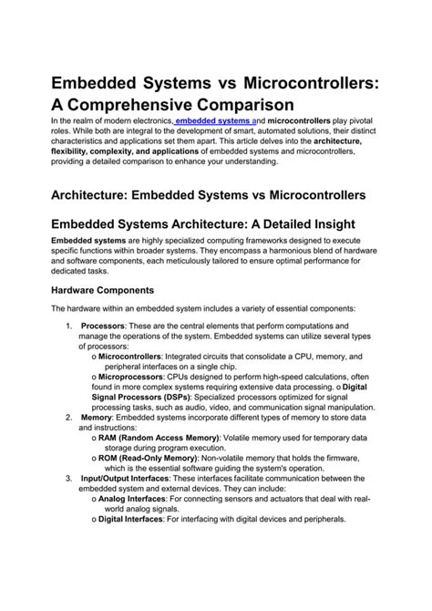 Embedded Systems Vs Microcontrollers A Comprehensive Comparison By Embedded Hash Pdf