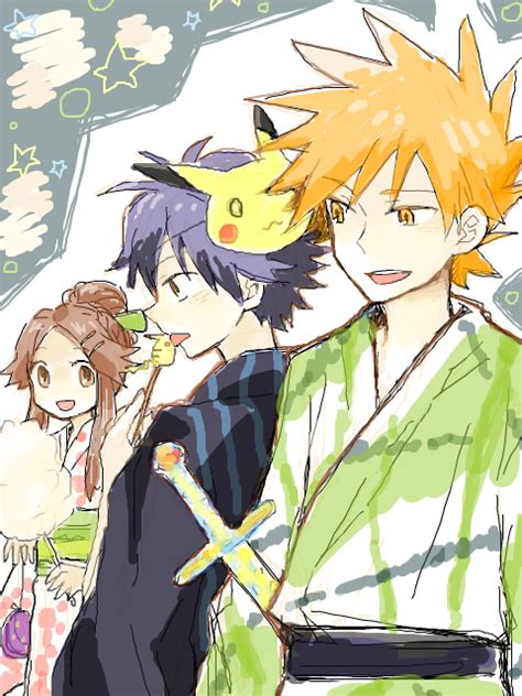 Pikachu Red Blue Oak And Leaf Pokemon And More Drawn By Suguru Danbooru