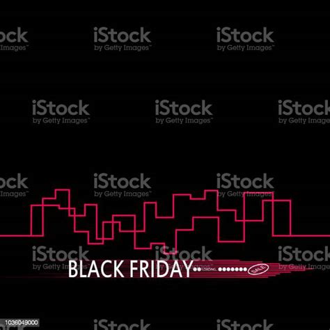 완벽 한 판매 시에 검은 금요일입니다 플랫 스타일 개요 도시 스카이 라인와 검은 배경에 흰색 리본 배너 벡터 일러스트 레이 션 가격에 대한 스톡 벡터 아트 및 기타 이미지