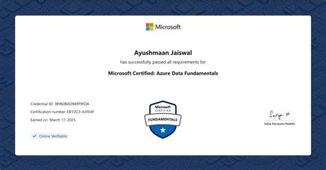 Microsoftcertified Azure Dp900 Datafundamentals Cloudcomputing… Ayushmaan Jaiswal 20