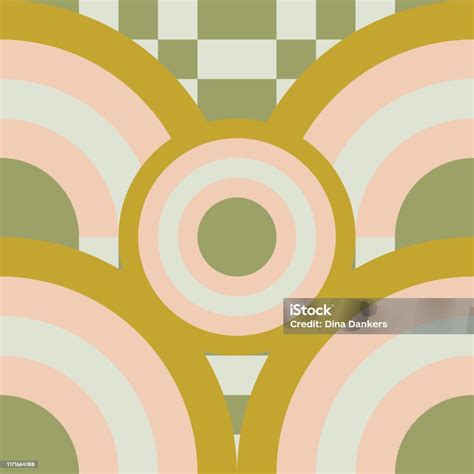 파스텔 색상의 원과 사각형 모양기하학적 벡터 원활한 패턴 복고풍 스타일의 현대 모자이크 배경입니다 0명에 대한 스톡 벡터 아트