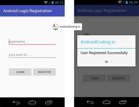 Android Login And Registration Mysql Php Login And Register