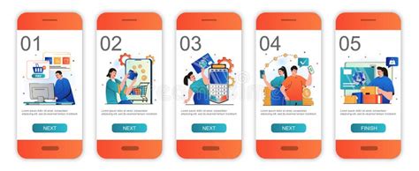 Online Payment Concept Onboarding Screens For Mobile App Stock Vector Illustration Of