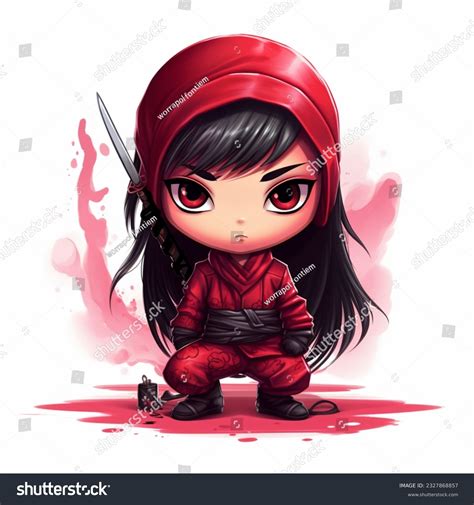 Illustration Ninja Chibi Style Traditional Japanese Stock Illustration
