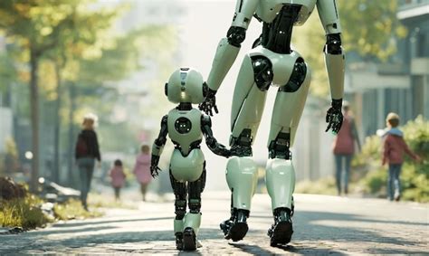 Ai Robot Walking On The Street Premium Ai Generated Image