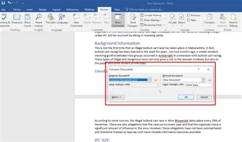 How To Compare Two Word Documents For Differences And Similarities Geeksforgeeks