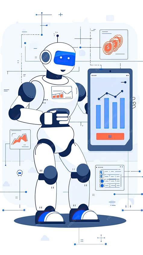 Ai In Finance Robot Managing Money Flat Design Illustration Premium
