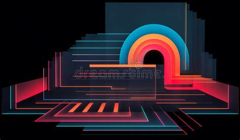 Futuristic Abstract Background With Glowing Colorful Lines Ai Generated Stock Illustration