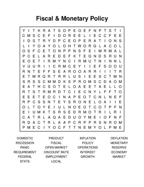 Fiscal And Monetary Policy Word Search