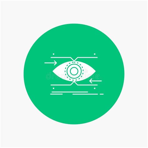 attention eye focus looking vision white glyph icon in circle vector button illustration