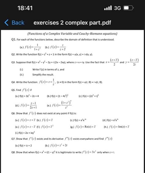 Solved Functions Of A Complex Variable And Cauchy Riemann