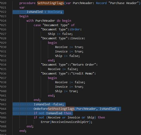 Event Request Codeunit 90 Purch Post Onbeforesetpostingflags · Issue 10108 · Microsoft