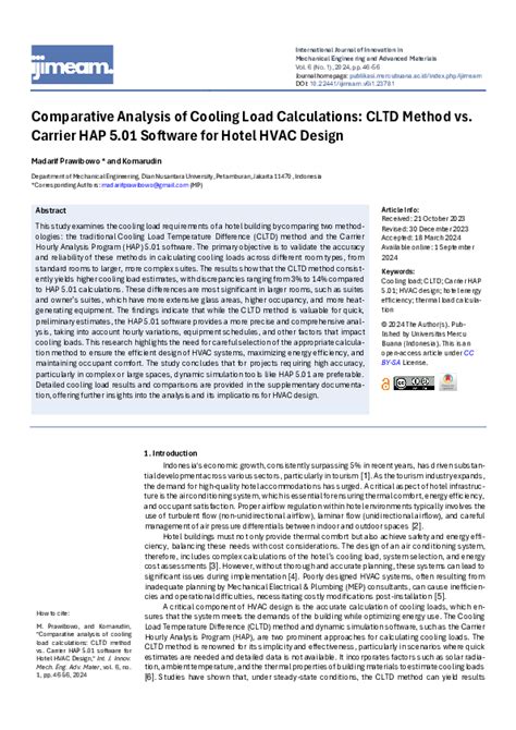 Pdf Comparative Analysis Of Cooling Load Calculations Cltd Method Vs Carrier Hap 5 01