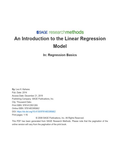 1an Introduction To The Linear Regression Model Pdf Regression Analysis Errors And Residuals