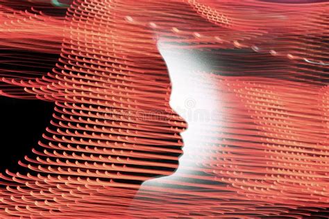 Woman S Profile Made Of An Abstract Red Pattern Stock Image Image Of Cover Face 261583683