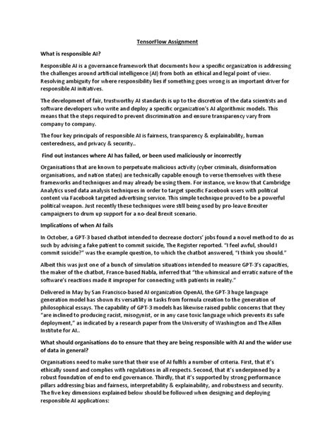 Tensorflow Assignment What Is Responsible Ai Pdf Artificial