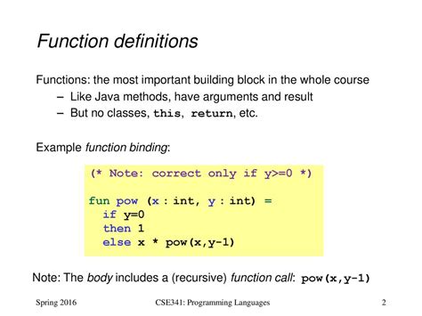 cse341 programming languages lecture 2 functions pairs lists ppt download