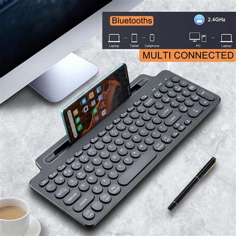 3 Mode Wireless Touchpad Office Bluetooth Keyboard Built In Stand For Tablet Phone Pc Laptop