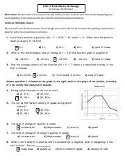 Unit 4 Test AP Calculus Unit 4 Test Rates Of Change AP Calculus AB