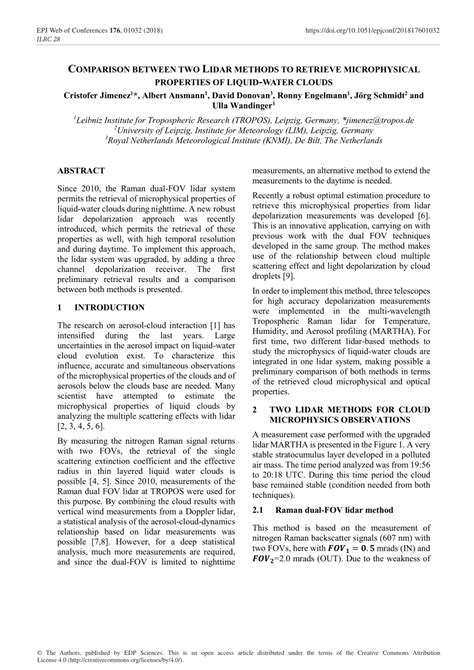 Pdf Comparison Between Two Lidar Methods To Retrieve Microphysical
