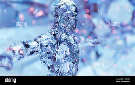 Abstract Multicolored Futuristic Digital Virtual Human Cyborg