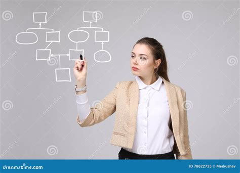 Woman Drawing Flowchart Business Process Concept Stock Image CartoonDealer Com 78622735