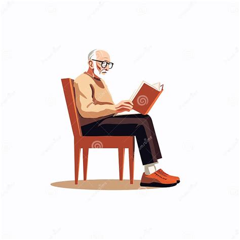 Old Man Reading Book Vector Flat Minimalistic Isolated Illustration Stock Vector Illustration