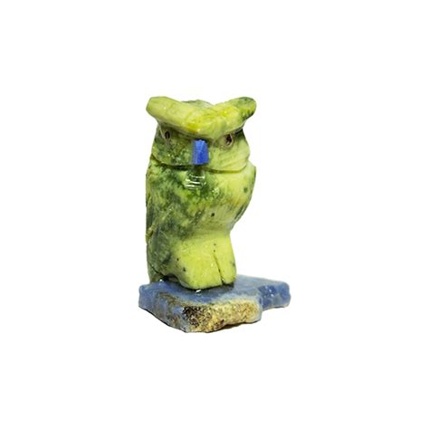 Фигурка на Сова Бухал от полускъпоценни камъни Содалит Серпентинит