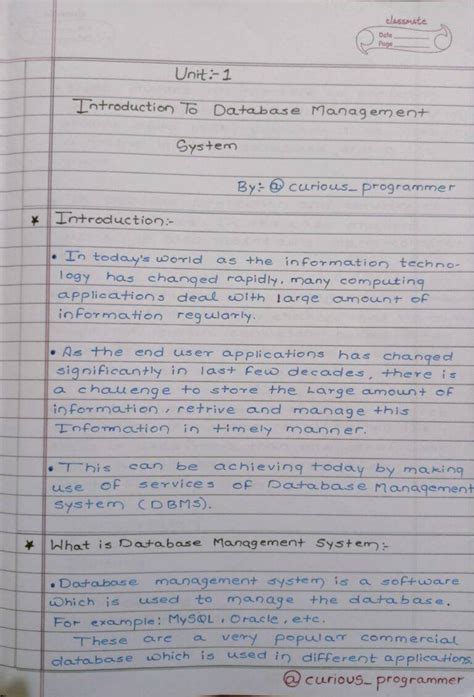 dbms handwritten notes codewithcurious