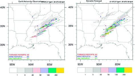 Left Observed Total Lightning Overlaid With Spc Reports From 2100 Utc Download Scientific