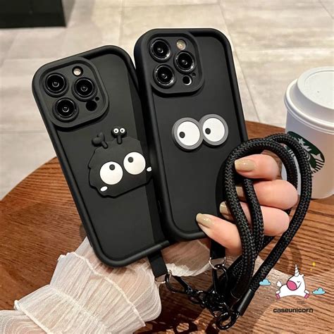 Cute Coal Carbon Funny Expression Eyes D Doll Simple Black Case Compatible For Iphone S