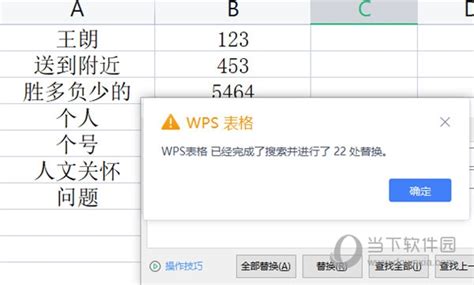 wps表格怎么删除空白字符 替换查找功能帮你忙 当下软件园