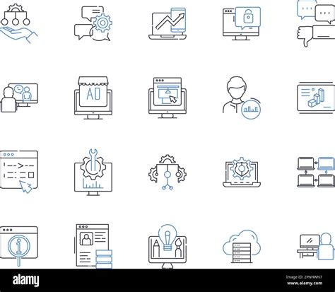 Information System Line Icons Collection Database Query Integration