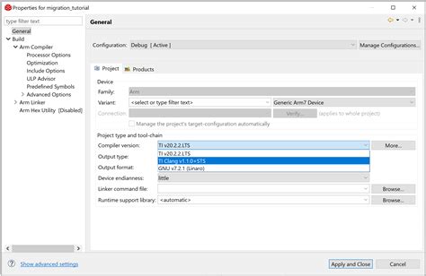 2 Migrating Armcl Ccs Projects To Tiarmclang — Ti Arm Clang Compiler Tools Users Guide