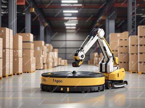 Premium Photo Efficiency Redefined Automation With Agv And Robotic Arm In Modern Manufacturing