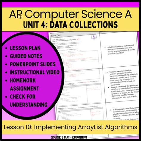 Implementing Arraylist Algorithms Unit 4 L10 Goldies Ap® Csa