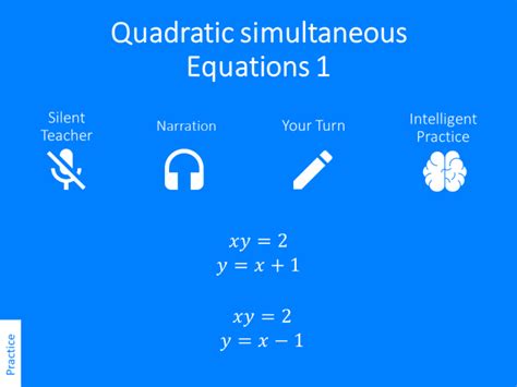 Quadratic Simultaneous Equations 3 Exercises Variation Theory