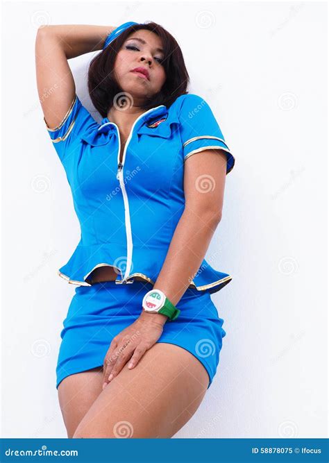 Asian Woman Wears Flight Attendant Uniform Royalty Free Stock Photo CartoonDealer Com 58878075