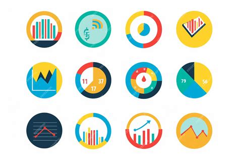 Flat Design Icons Data Analysis Business Premium Ai Generated Vector