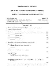 ModuleTest Pdf UNIVERSITY OF THE FREE STATE DEPARTMENT OF COMPUTER SCIENCE AND INFORMATICS