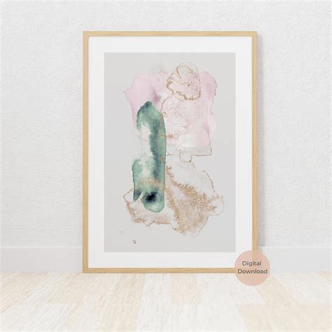 Sage Green And Pink Abstract Printable Wall Art Blush Pink And Gold Decor Neutral Green Prints