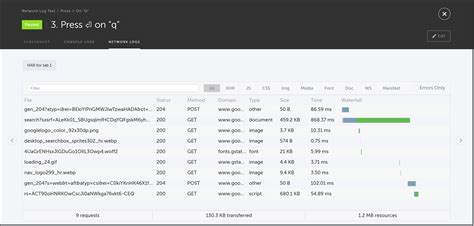 Network Logs Per Step