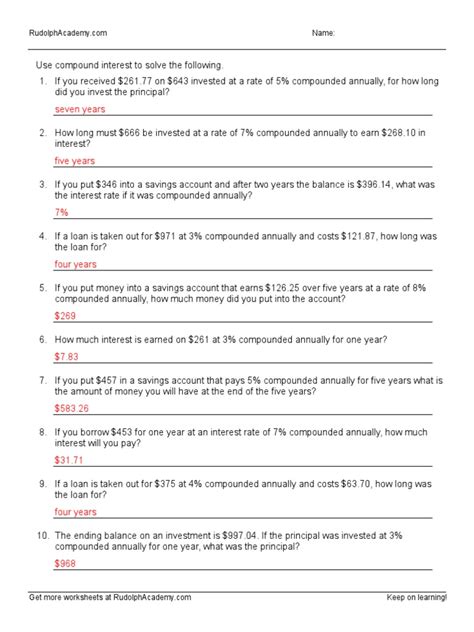 Simple Interest Worksheets Worksheets Library
