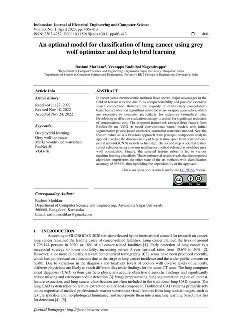 pdf an optimal model for classification of lung cancer using grey wolf optimizer and deep
