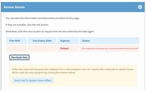 Visa Check Fails At Review Stage Of Self Onboarding VSure