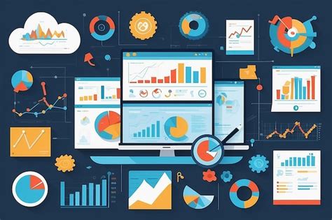 Flat Vector Illustration Of Web Analytics Information And Development Website Statistic