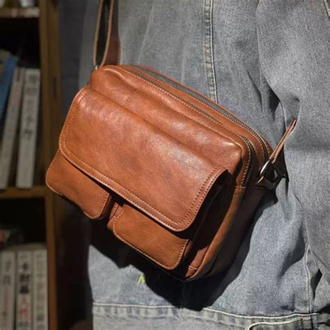 Brown Leather Crossbody Bag For Men Stylish Brown Leather Shoulder